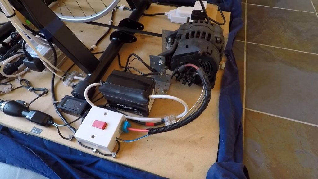 How to Generate Off Grid Power using a Car Alternator and an exercise bike.